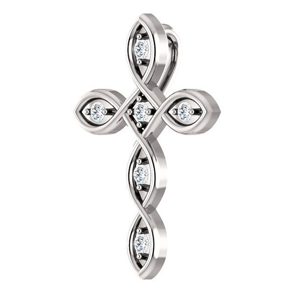 Diamond Infinity Cross Necklace Pendant, 14k White Gold - Made in USA ...