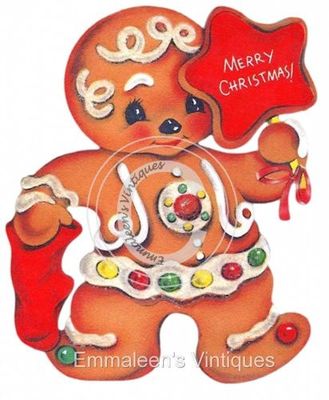 Vintage Image Retro Gingerbread Man Cookies Christmas Waterslide Decals ...