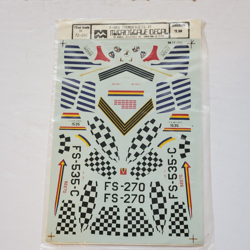 Microscale 1/72 Scale Model Decals No. 72-202 USAF F-84G Thunderjets #1 ...