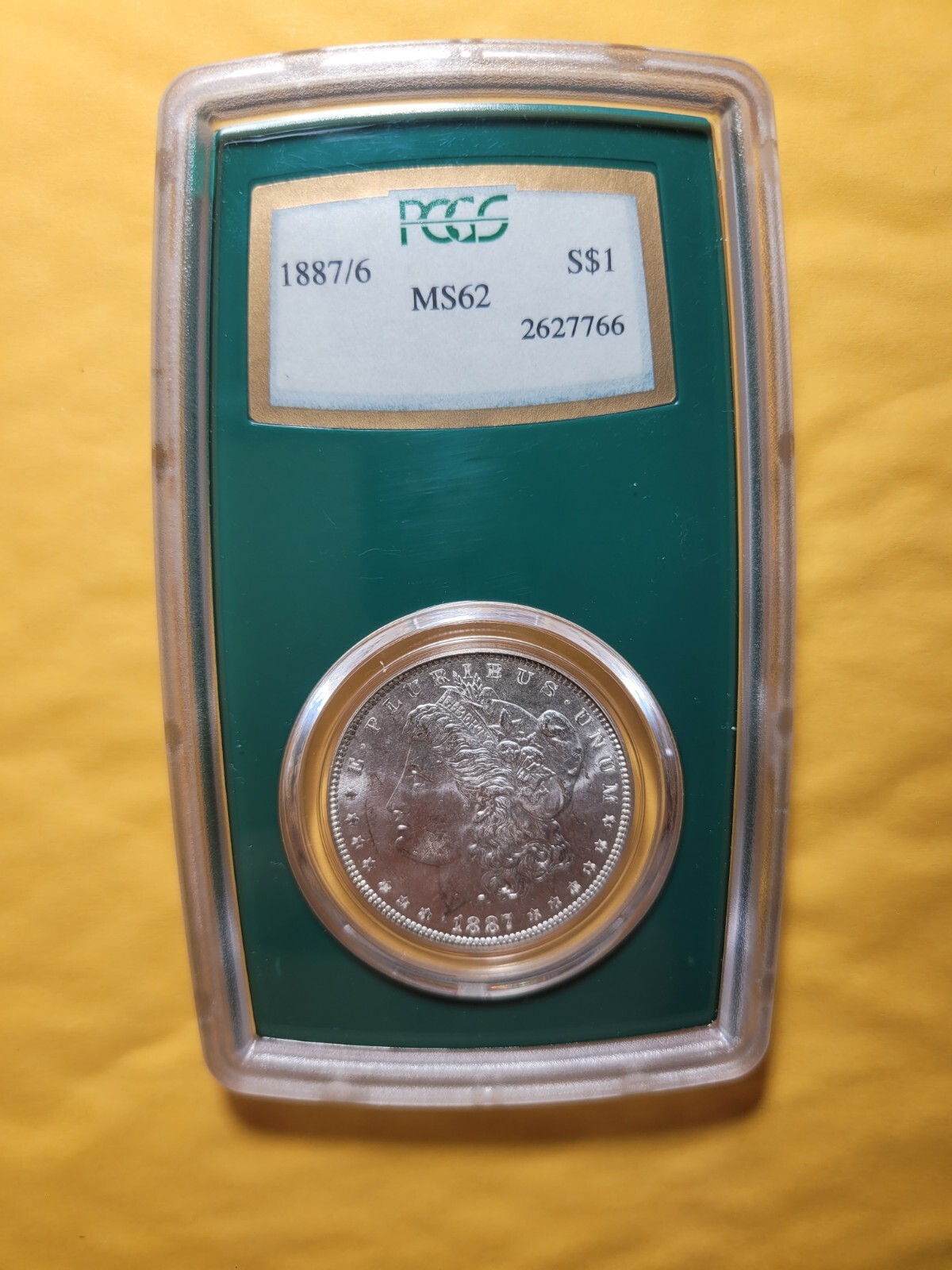 1887 1887/6 P Morgan Silver Dollar PCGS MS62 Super Rare GREEN REGENCY ...