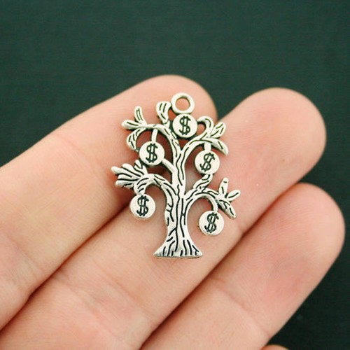 5 Money Tree Charms Antique Silver Tone - SC7522 | eBay