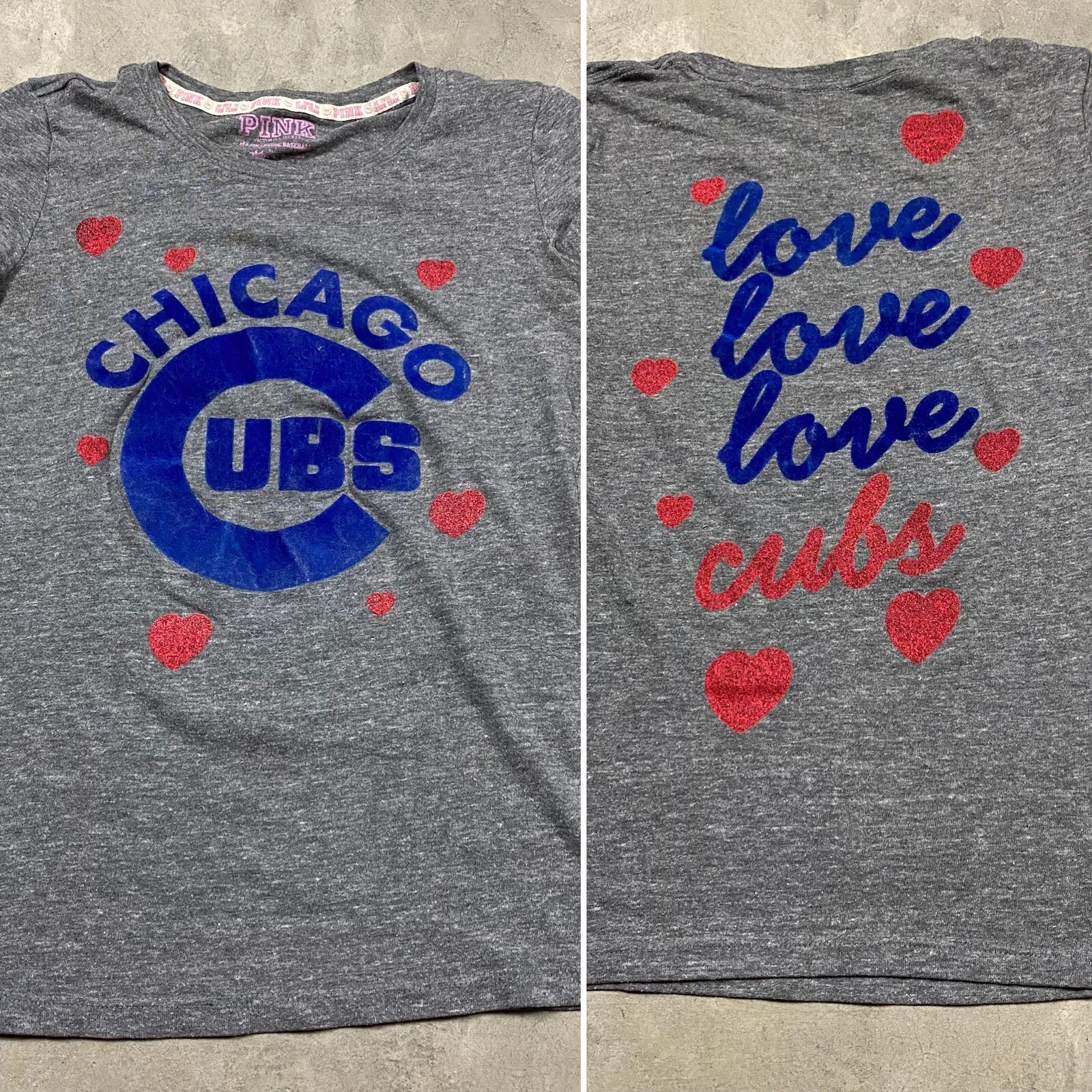 VICTORIA’S SECRET PINK Chicago Cubs T Shirt Love XS Rayon Tri Blend 5th ...