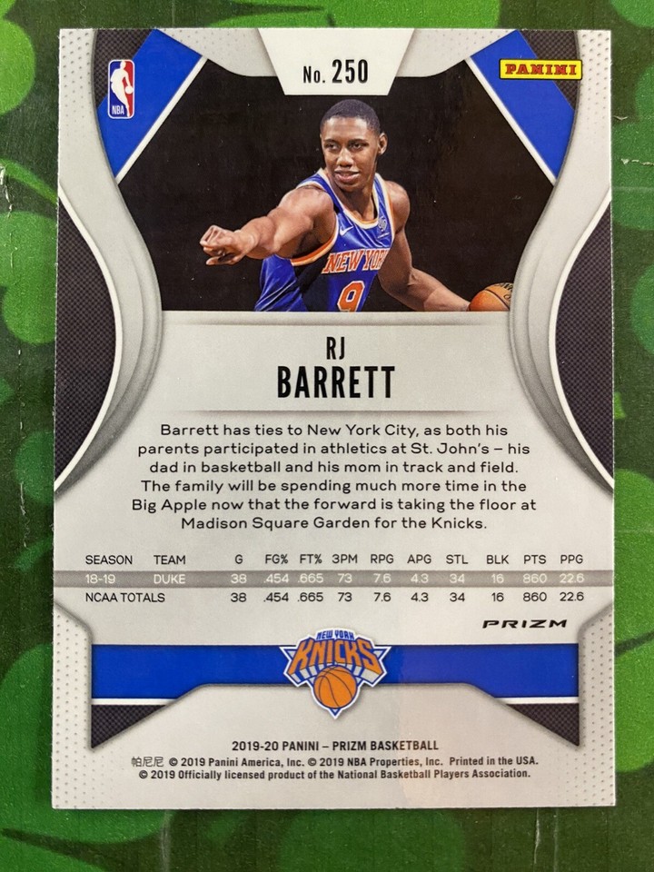 2019-20 Panini Prizm RJ Barrett Ruby Red Wave Prizm Rookie #250 New York Knicks | eBay