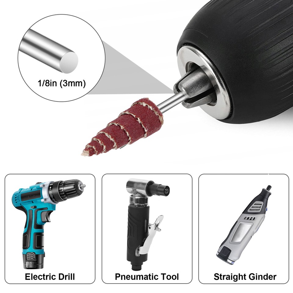 60pcs Cone Shape Abrasive Flap Wheel 1/8" Shank for Deburring Sanding ...