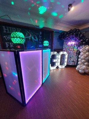 Full DJ Disco Set-Up with Lights, Speakers, Mixer, and Fog Machine ...