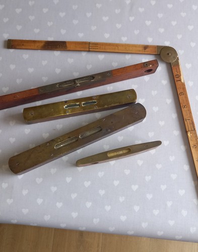 Rabone Vintage Wood Brass Spirit Levels and Folding Ruler | eBay UK