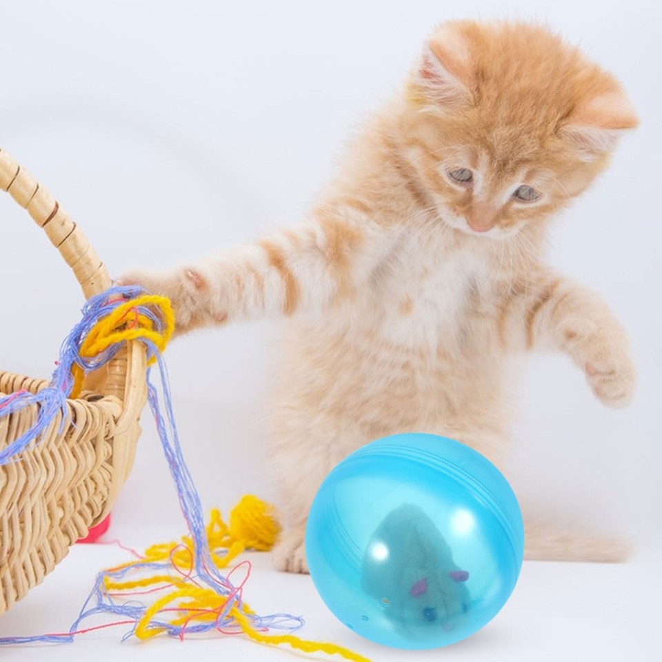 Cat Teaser Toy Funny Running Hamster Ball Fake Plush Running Hamster ...