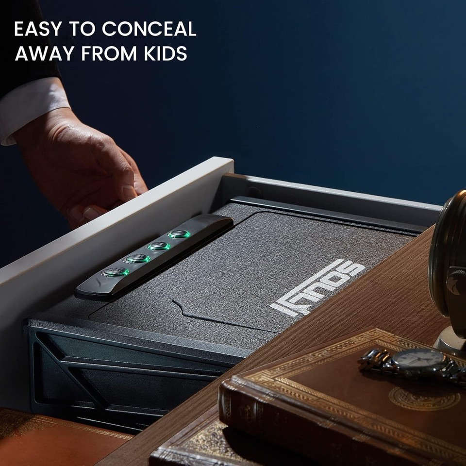 3-Pistol Digital Gun Safe with Pry-Resistant Design - Quick Access Lock ...