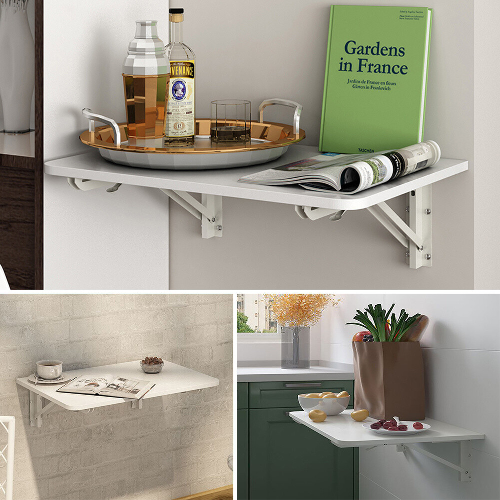 Wall Mounted Folding Floating Table Hanging Computer Desk Small Space ...