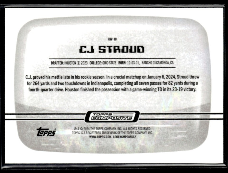 2024 Topps Composite Retro Vision C.J. CJ Stroud RC Houston Texans #RRV ...