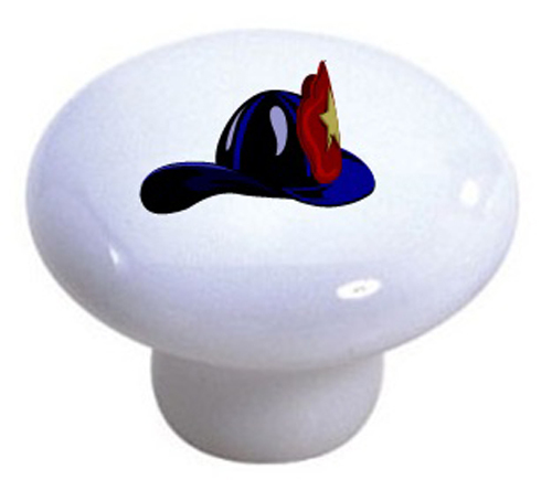 FIREFIGHTER Fireman Hat CABINET DRAWER Pull KNOB Cerami | eBay