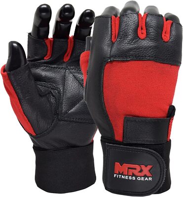 MRX Men Weight Lifting Gym Gloves With Wrist Wrap Workout Grip Fitness ...