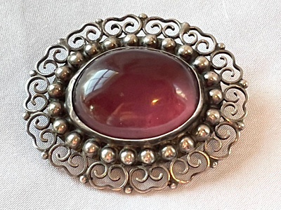 LARGE VINTAGE MEXICAN STERLING SILVER AMETHYST MEXICO PIN | eBay