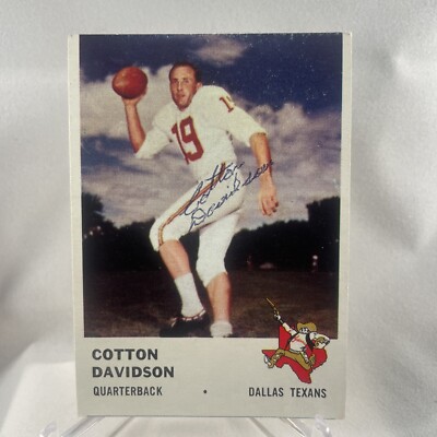 Cotton Davidson (d) -Baylor Bears - Dallas Texans Autographed Rookie ...