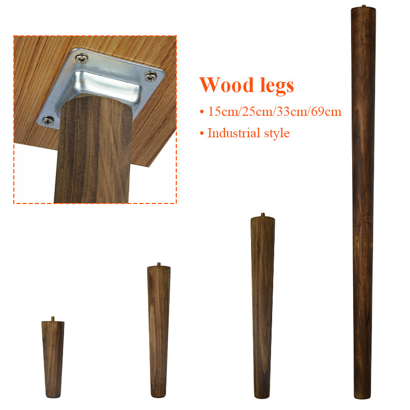 4 PCS Solid Wood Legs Beech Pine Poplar Table Legs DIY with Fixing ...