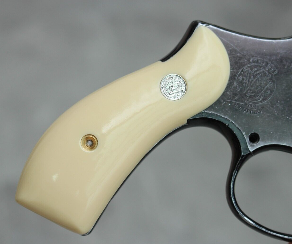 S&W 686 K, L FRAME ROUND BUTT GRIPS MODEL 66 CUSTOM FAUX IVORY # SILVER ...