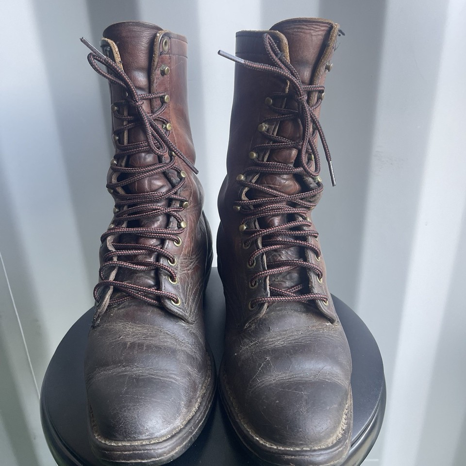 Men's Hawthorn Boot Co. Brown Leather Packer Logger Boots Sz 9D USA ...