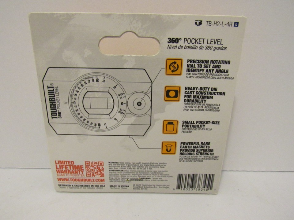 Toughbuilt 360 Degree Pocket Level TB-H2-L-4R 810023383451| eBay