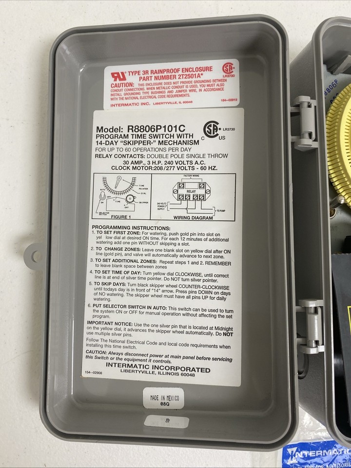 Intermatic R8806P101C Sprinkler & Irrigation Timer, 240V 3Hp DPST | eBay