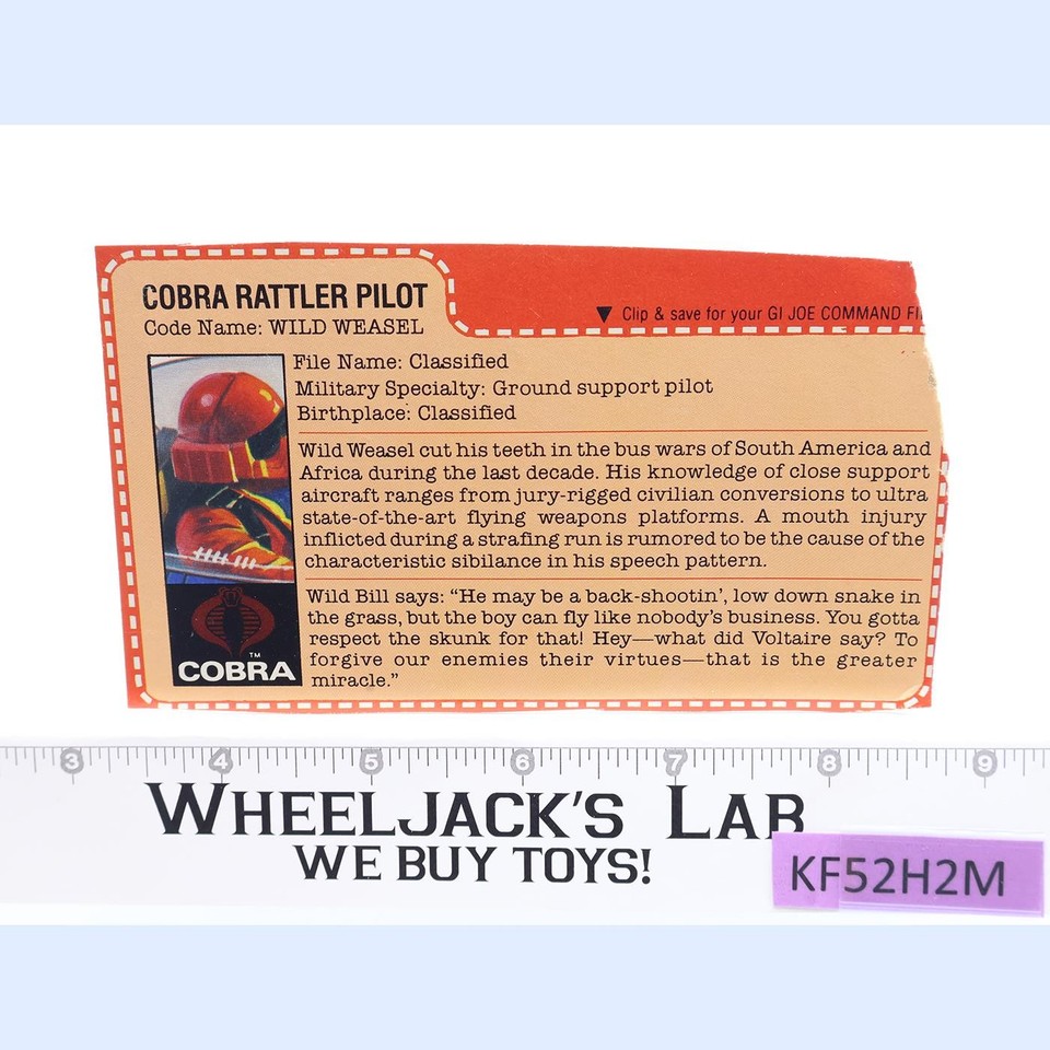 Cobra Rattler W/ Wild Weasel Complete GI Joe 1984 Hasbro Action Figure ...
