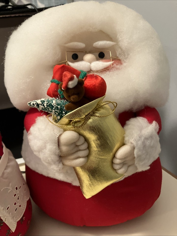 Vintage Christmas Santa & Mrs Clause Plush Folk Art Jean Volker 13” | eBay