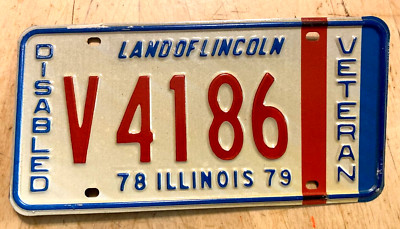 1978 1979 ILLINOIS DISABLED VETERAN LICENSE PLATE " V 4186 " IL | eBay