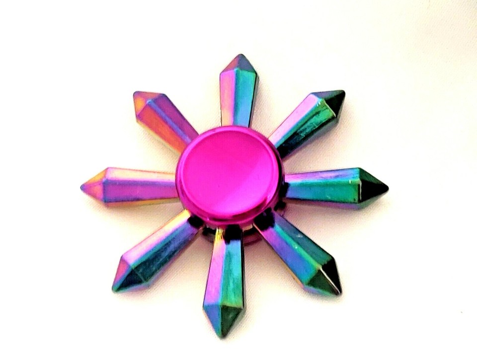 Rainbow Crystals Metal Fidget Spinner Toy Boys Girls Kids Adults ADHD ...