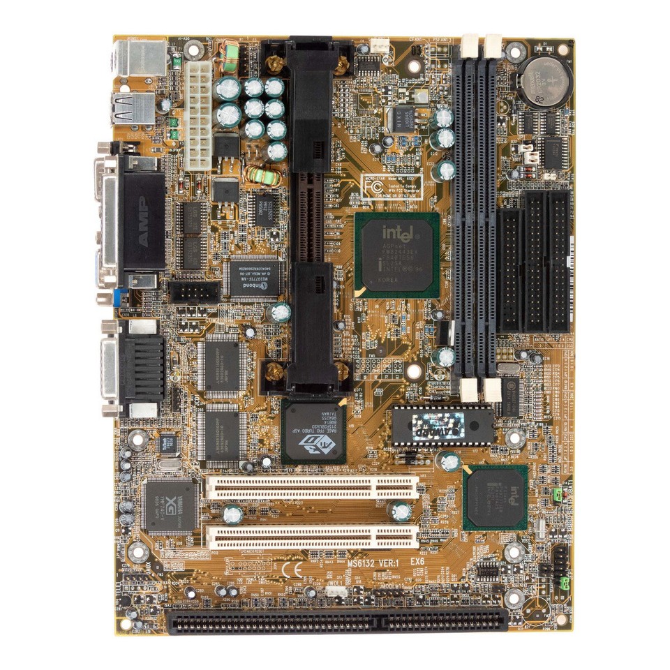 Motherboard Matx MSI MS-6132 EX6 MS6132 Slot 1 Sdram Rage Pro Turbo PCI ...