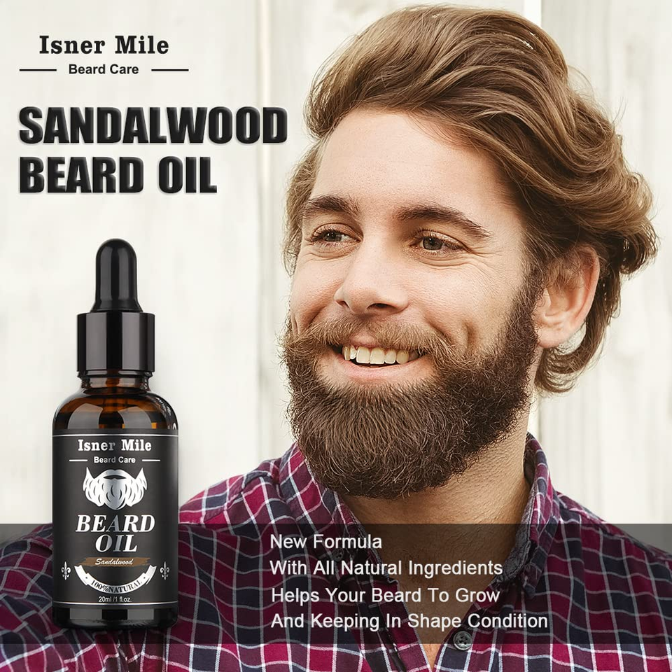 100% Natural Beard Growth Kit Organic Bread Oil Balm Comb Brush ...