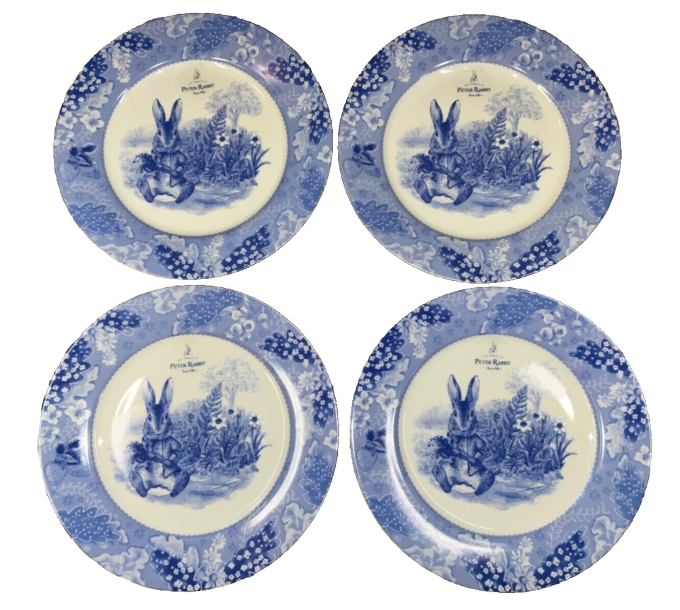 Peter Rabbit Blue Toile Lapin 8 Inch Salad Plates. Set Of 4 Beatrix ...