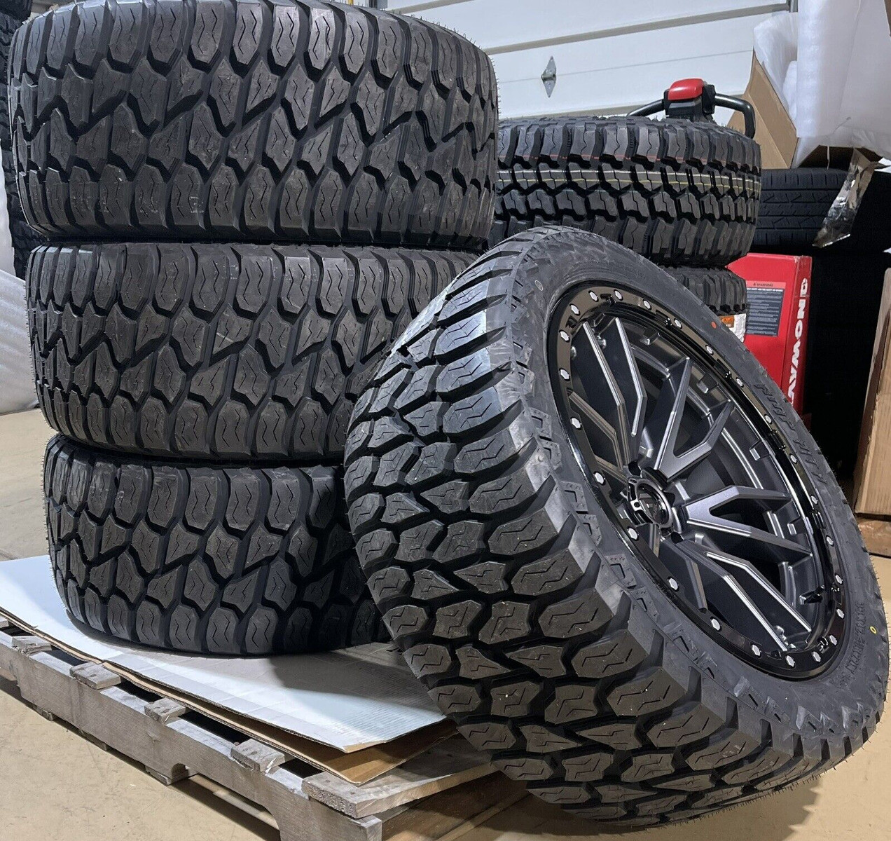 22x10 Fuel D680 Rebel Gray Wheels Rims 33" AT Tires 6x5.5 GMC Sierra ...