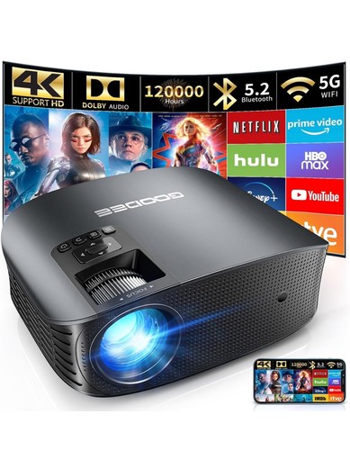 GooDee Projector 4K with WiFi and Bluetooth Supported, FHD 1080P Mini ...