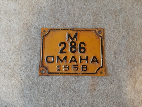 Vintage 1958 Miniature License Plate Tag Omaha Nebraska # 286 maybe ...