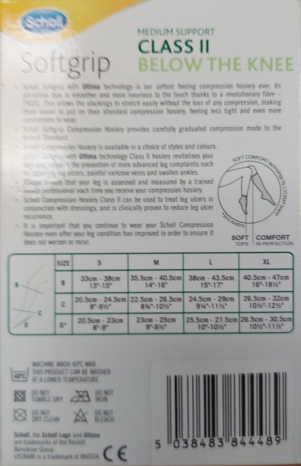 Scholl Softgrip Medium Support Class 2 Below Knee Compression Hoseiry L ...