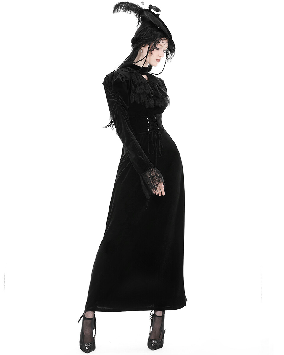 Dark In Love Womens Long Victorian Gothic Mourning Velvet Maxi Dress | eBay