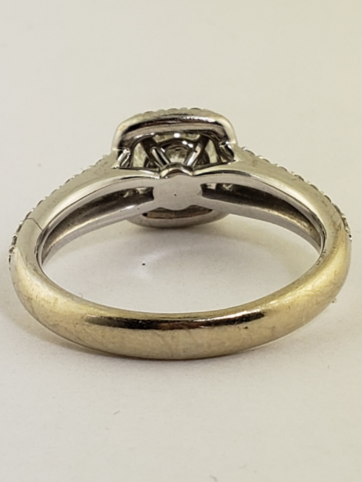 14 Karat White Gold Halo With Split Shank GIA Certify Diamond Ring Size ...