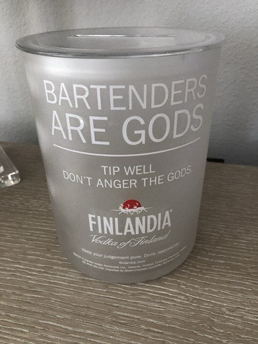 Finlandia Vodka Bartender Tip Jar Glass – “Bartenders Are Gods” | eBay.de