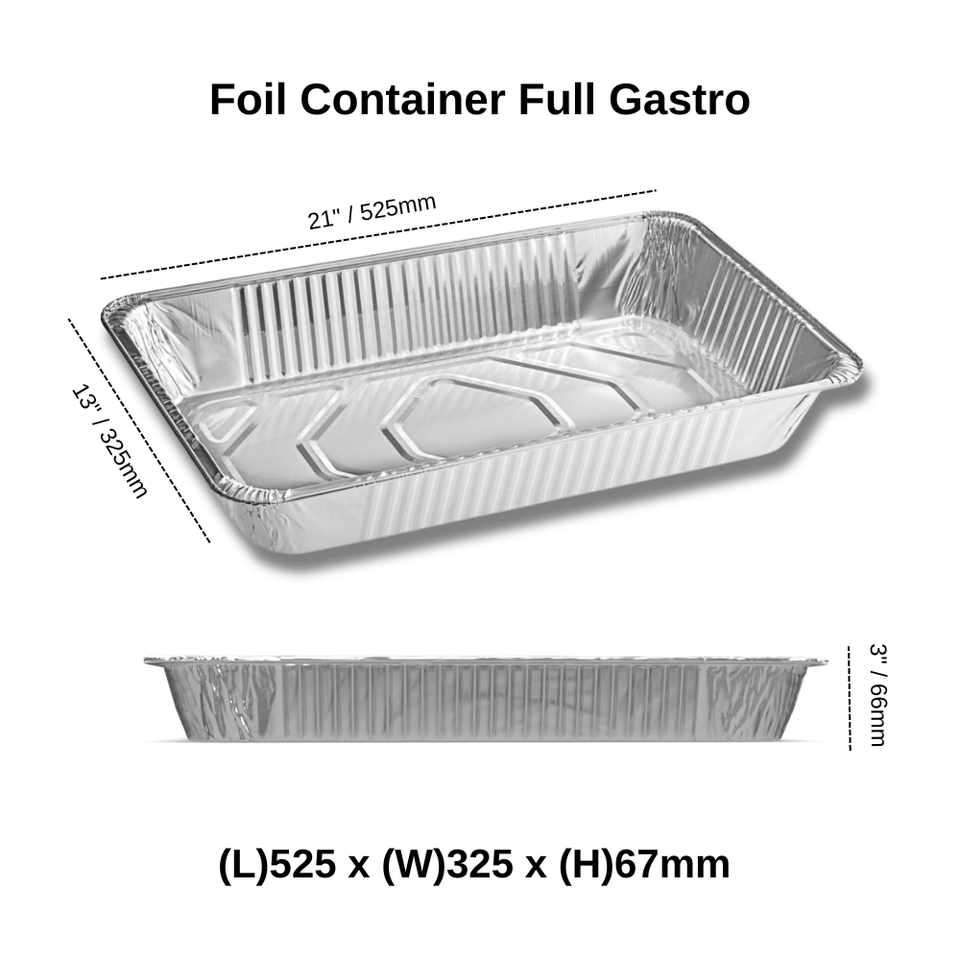 Large Foil Container & Lids Full Gastro Deep 21x13x3" Aluminium ...