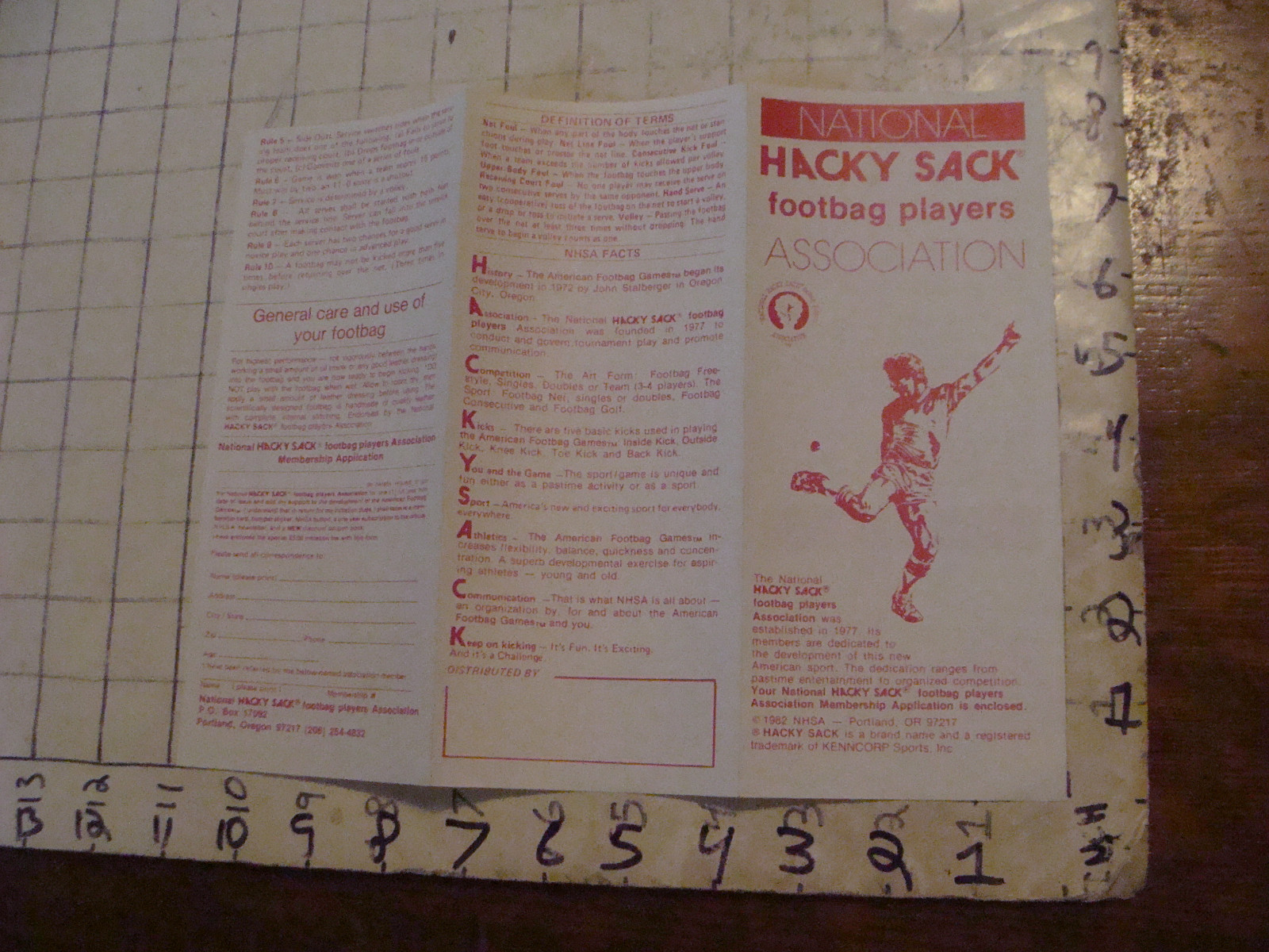 VINTAGE hacky sack paper: brochure from NATIONAL HACKY SACK footbag ...
