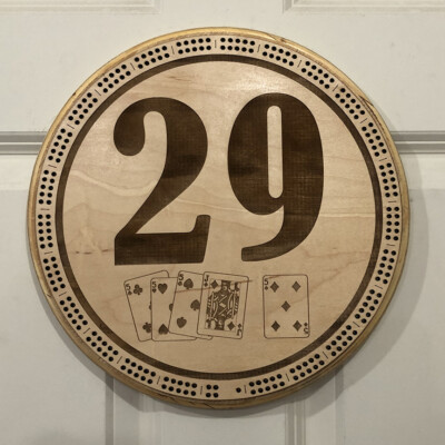 12in round Perfect 29 point hand Cribbage Board - 2 Tracks with Pins | eBay