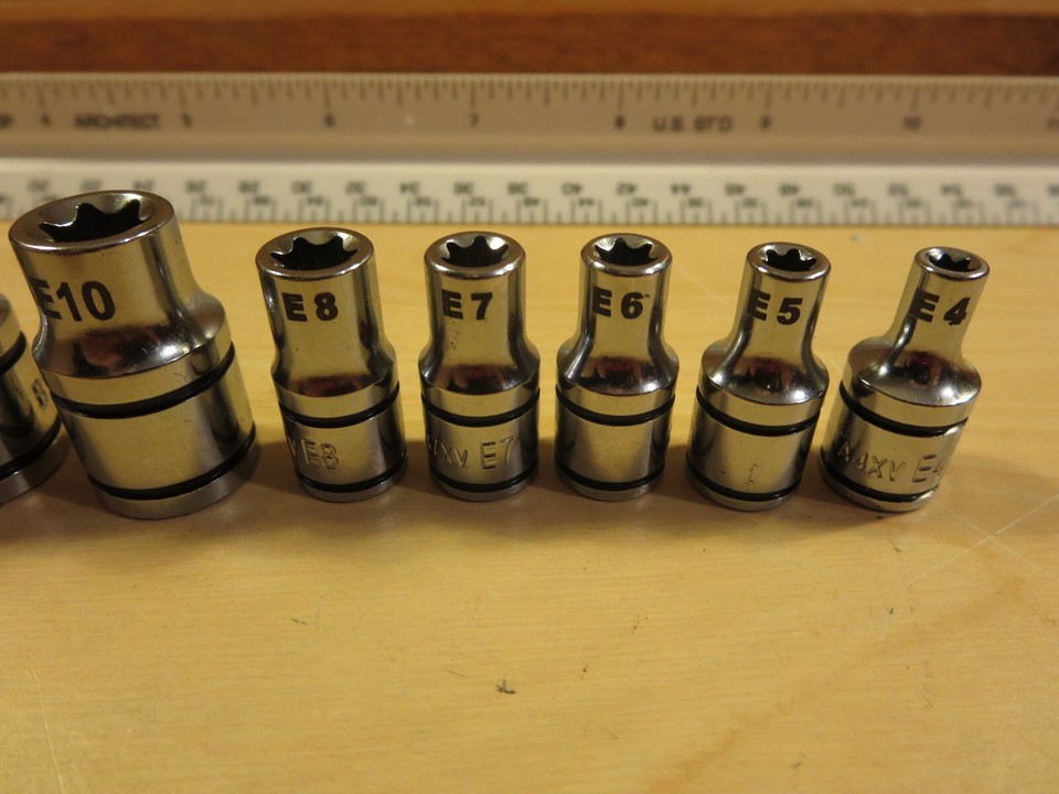 MATCO ADV 1/4",3/8", 1/2" DR 11-Pc. Inverted Torx SOCKET SET E4 thru ...