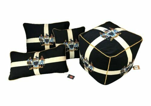 Cornwall St Pirans Flag Cushion with Embroidered Cornish Crest Two ...