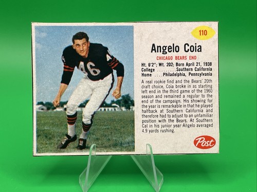1962 POST FOOTBALL SET BREAK #110 ANGELO COIA SP CHICAGO BEARS CLEAN | eBay