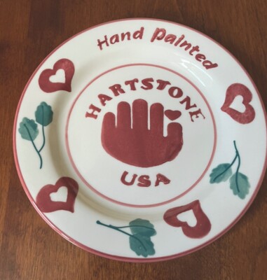 RARE Vintage Hartstone USA Pottery “Hand” Print Plate w/ Hearts And ...