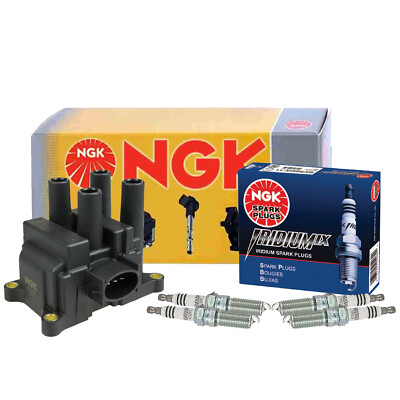 NGK DIS Ignition Coil & 4 Iridium IX Spark Plugs Kit For Ford Mercury 2 ...