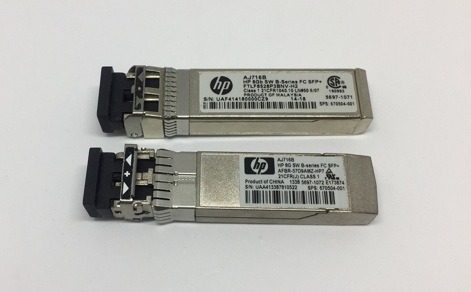 HP AJ716B B-series 8-Gigabit Fibre Channel SFP+ shortwave Transceiver ...