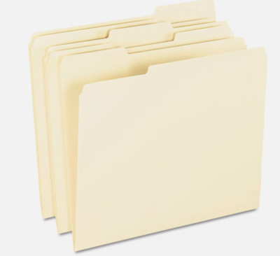 3 Tab Manila File Folders 100 Count Letter Size Light Duty | eBay