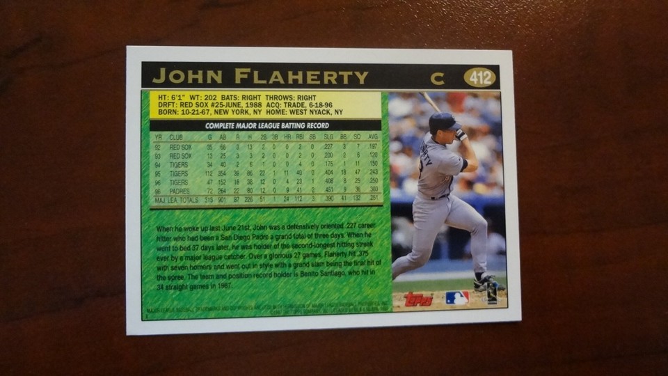 1997 TOPPS # 412 JOHN FLAHERTY BASEBALL CARD | eBay