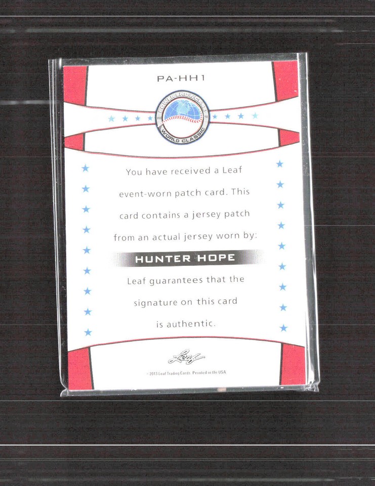 2013 Leaf Power Showcase #PA-HH1 Hunter Hope Patch Auto #/50 | eBay