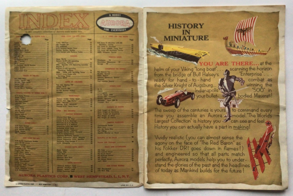 Aurora Plastic Aircraft Missiles Ships Cars Model Kit Catalog 1960 Vtg ...